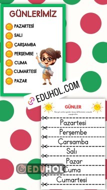 Günler · Eduhol - Etkinlik İndir Oyun Oyna Test Çöz Video İzle