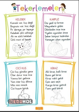 Tekerlemeler · Eduhol - Etkinlik İndir Oyun Oyna Test Çöz Video İzle