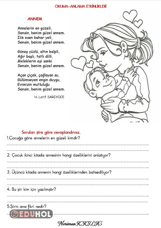 Annem Şiiri-Okuma Anlama | Eduhol - Ders Videoları İzle Online Test Çöz ... Annem Şiiri-Okuma Anlama | Eduhol - Ders Videoları İzle Online Test Çöz ...