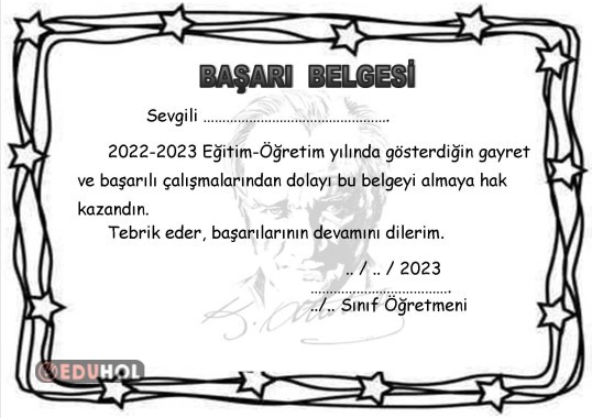 Başarı Belgesi-2 · Eduhol - Etkinlik İndir Oyun Oyna Test Çöz Video İzle