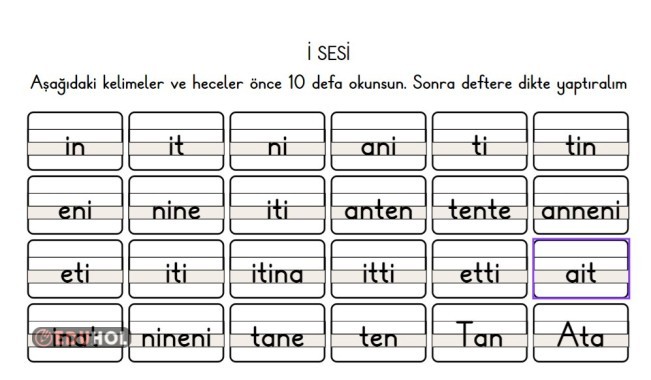İ Sesi Dikte Ev Ödevi · Eduhol - Etkinlik İndir Oyun Oyna Test Çöz ...