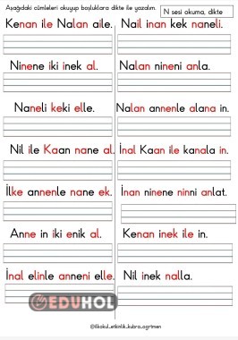 N Sesi Okuma Ve Dikte Çalışmas... · Eduhol - Etkinlik İndir Oyun Oyna ...