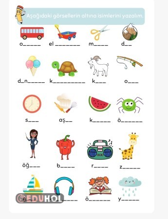 Görsel Dikte Çalışması Karışık... · Eduhol - Etkinlik İndir Oyun Oyna ...