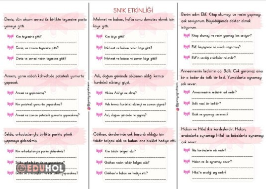 5N 1K Etkinliği -1 · Eduhol - Etkinlik İndir Oyun Oyna Test Çöz Video İzle