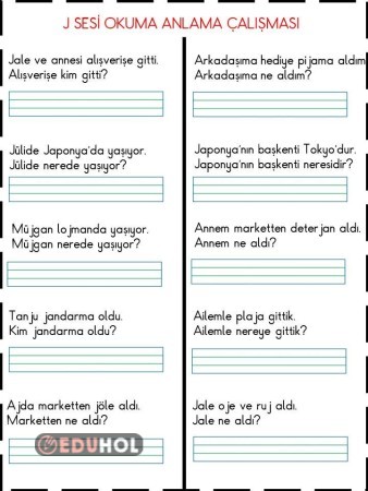J Sesi Okuma Anlama Çalışması... · Eduhol - Etkinlik İndir Oyun Oyna ...