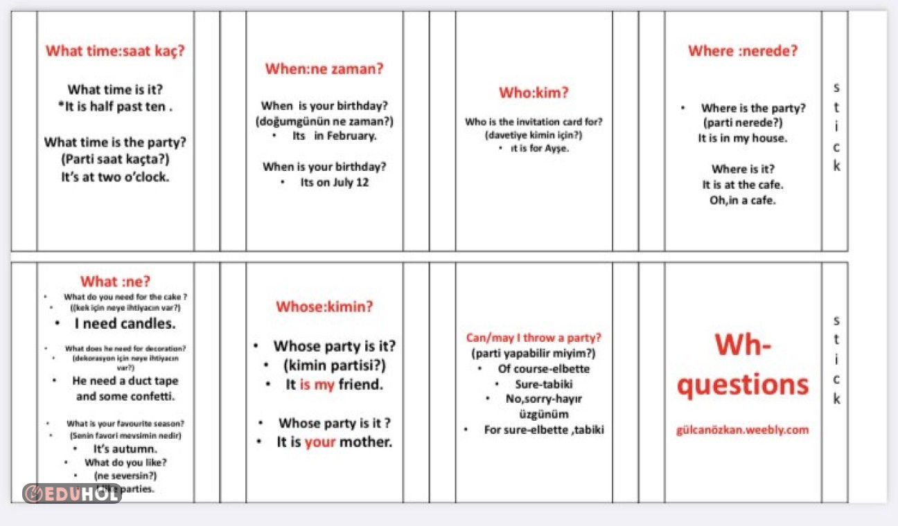 5.7 Wh- Questions Mini Book | Eduhol - Ders Videoları İzle Online Test ...