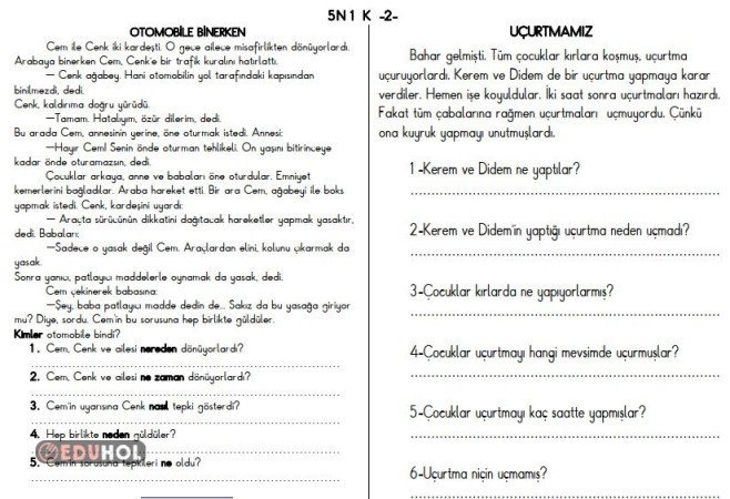 5N 1K Çalışması · Eduhol - Etkinlik İndir Oyun Oyna Test Çöz Video İzle