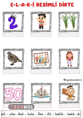 Elaki Resimli Dikte Çalışması... · Eduhol - Etkinlik İndir Oyun Oyna ...