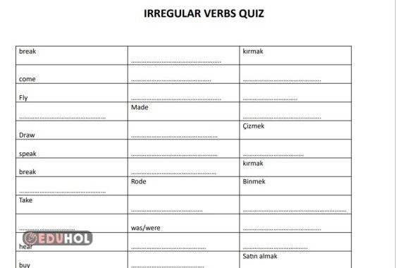 İrregular Verbs Quiz · Eduhol - Etkinlik İndir Oyun Oyna Test Çöz Video ...