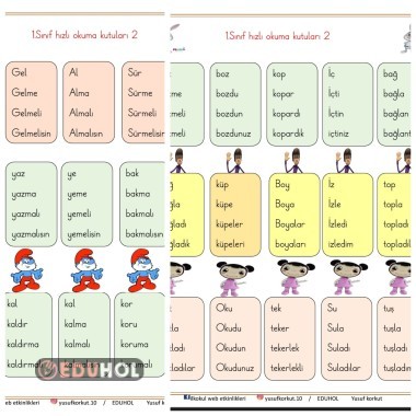 1. Sınıf Hızlı Okuma Kutuları ... · Eduhol - Etkinlik İndir Oyun Oyna ...