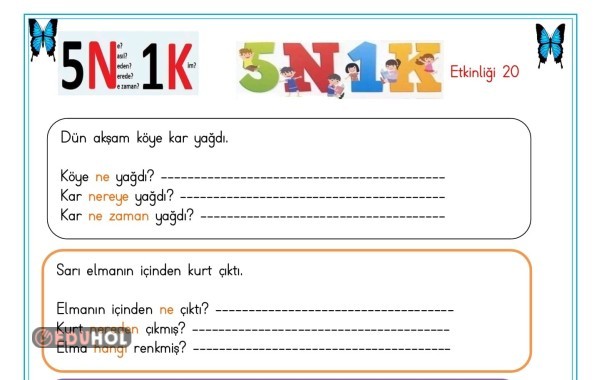 5N-1K -Etkinliği 20 · Eduhol - Etkinlik İndir Oyun Oyna Test Çöz Video İzle