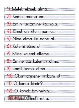 Okuma Ve Dikte Çalışması İçin ... · Eduhol - Etkinlik İndir Oyun Oyna ...