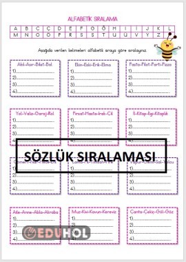 Sözcükleri Alfabetik Sıralama... · Eduhol - Etkinlik İndir Oyun Oyna ...