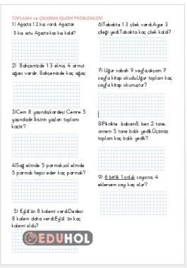 Basit Problemler · Eduhol - Etkinlik İndir Oyun Oyna Test Çöz Video İzle