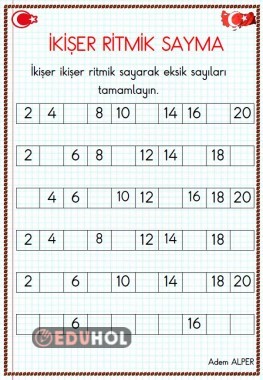 İkişer Ritmik Sayma · Eduhol - Etkinlik İndir Oyun Oyna Test Çöz Video İzle